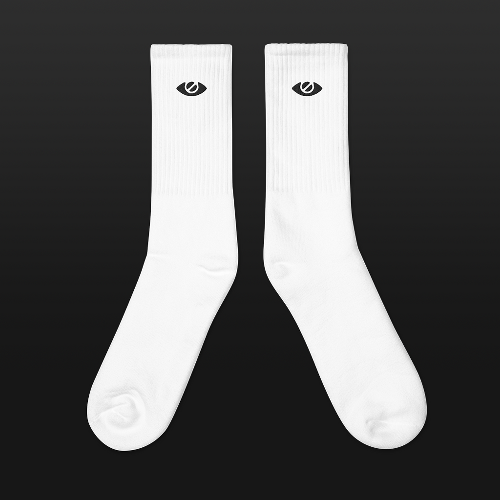 Eye Logo – Embroidered Socks (White) – SKINNER